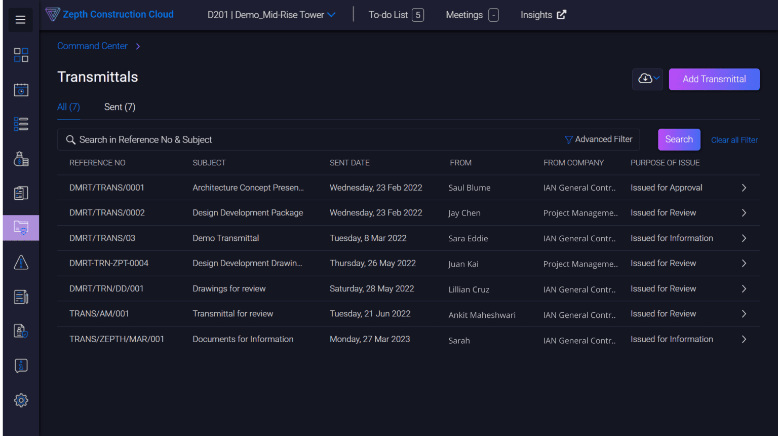 Zepth Transmittals Tools for Secure Document Sharing
