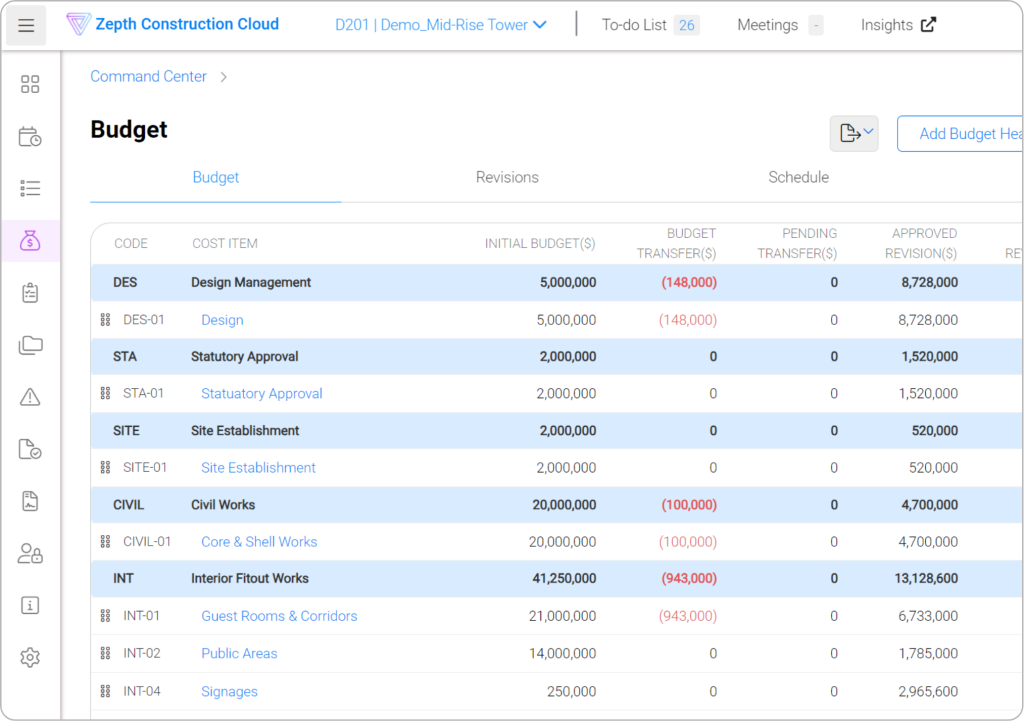 Construction Project Financials Management Software | Zepth