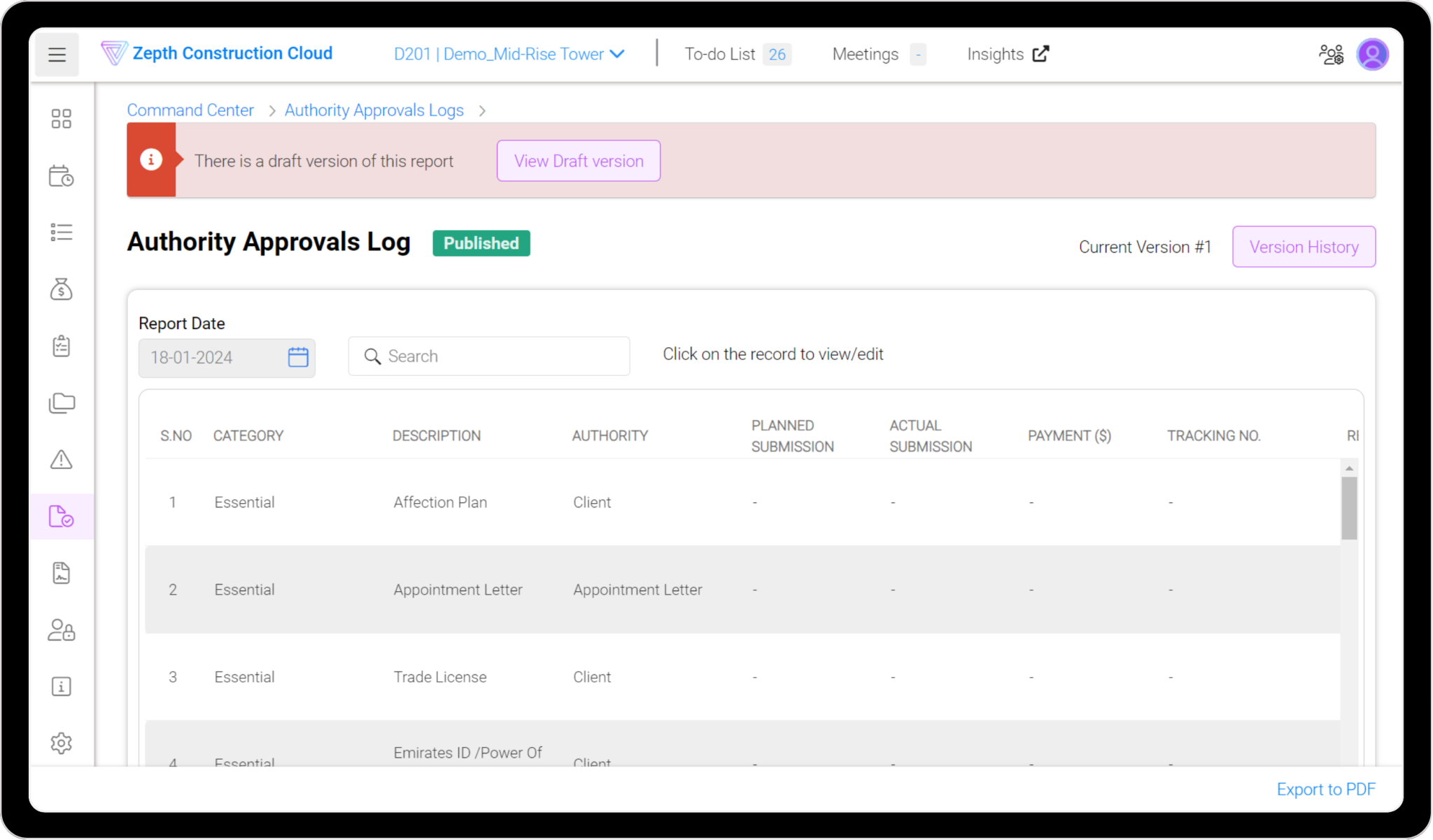 Authority Approval Logs - Zepth