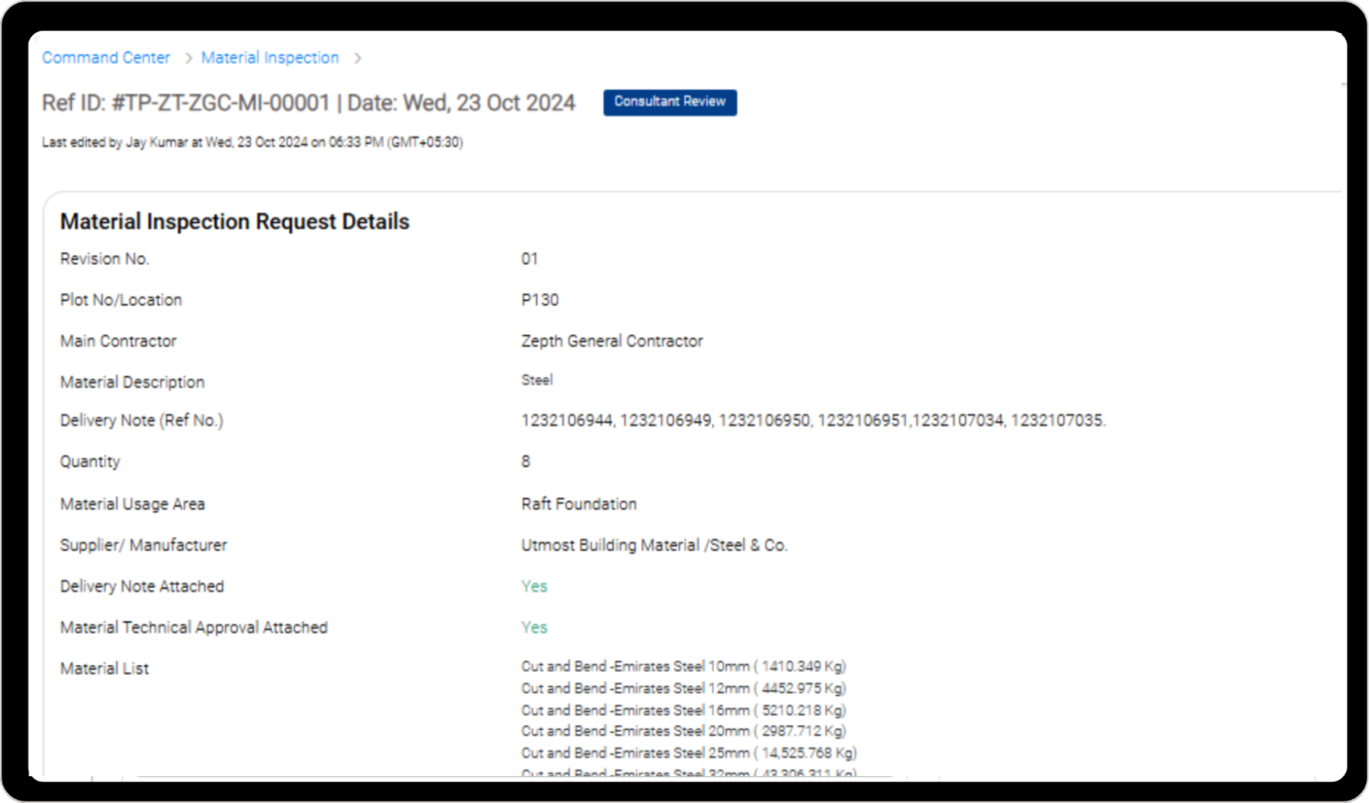 Material Inspection - Zepth